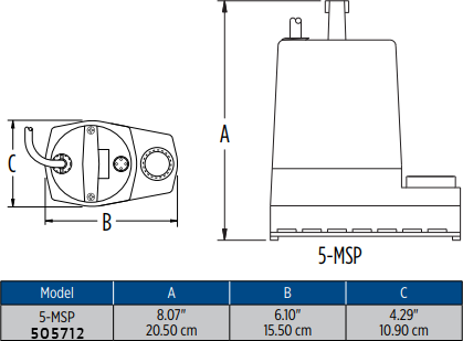 Flat Roof Pump 5-MSP pump 25' cord | Submersible Sump Utility Pump 115V