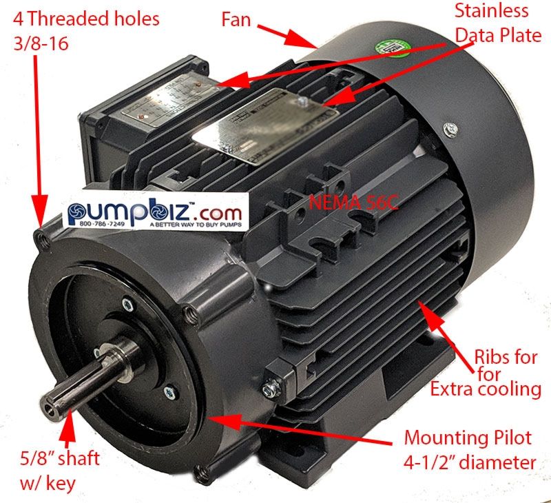 Industrial motor 3hp 3600RPM 56C